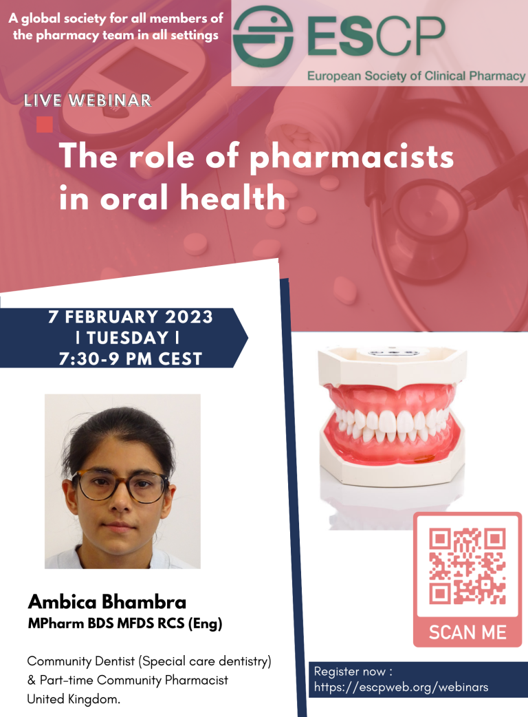 7 February 2023: Webinar on The role of pharmacists in oral health - ESCP